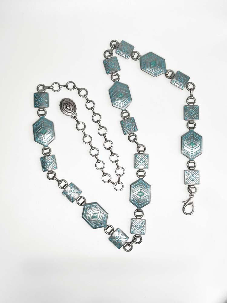 Turquoise Aztec Chain Belt – Fish Face