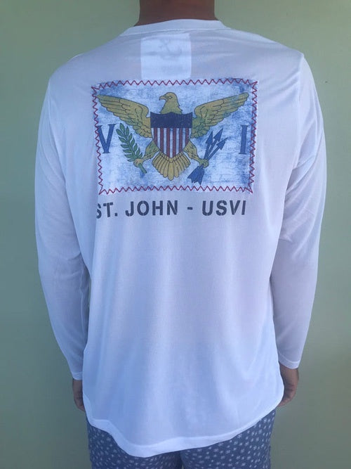 Men's UPF50 Long Sleeve Flag Patch St. John – Fish Face